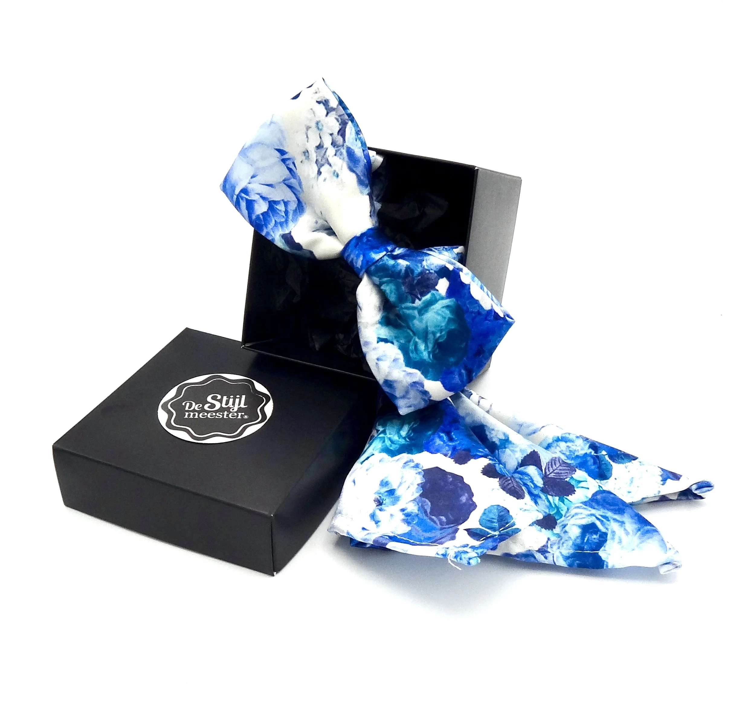 Vlinderdas Blauwe bloemen - De Stijlmeester